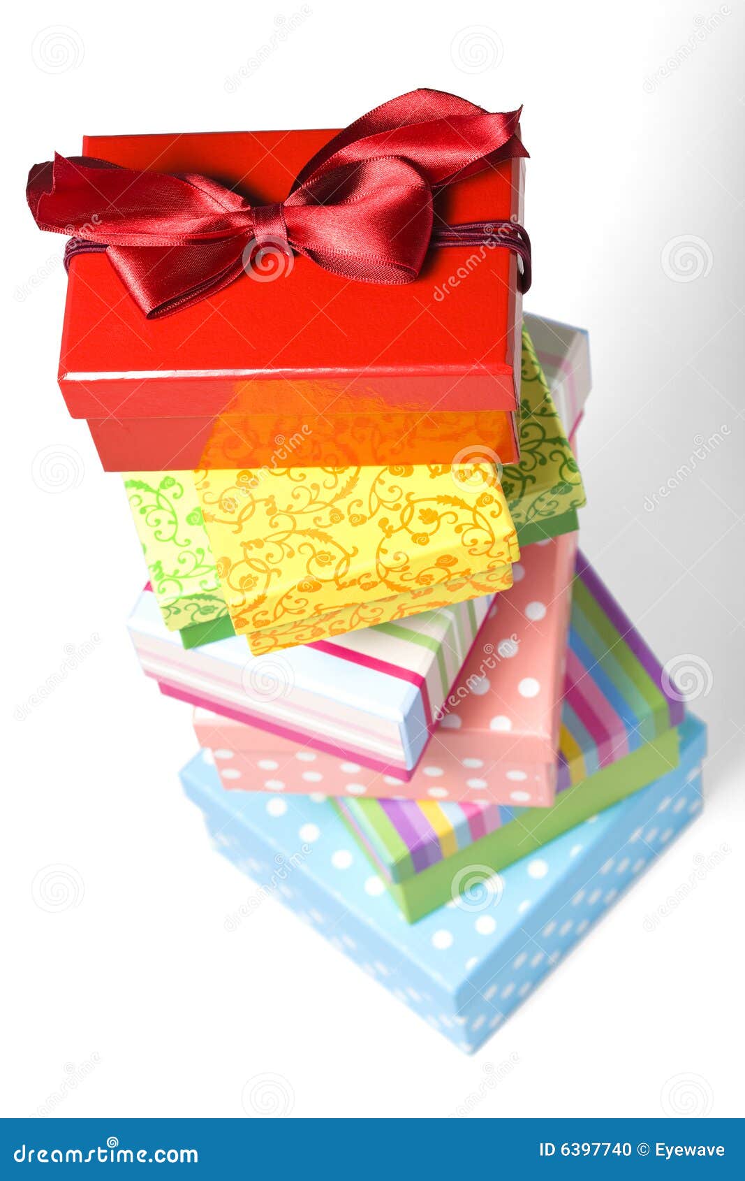 Stacked Gift Boxes Isolated on White Stock Photo - Image of decorated ...