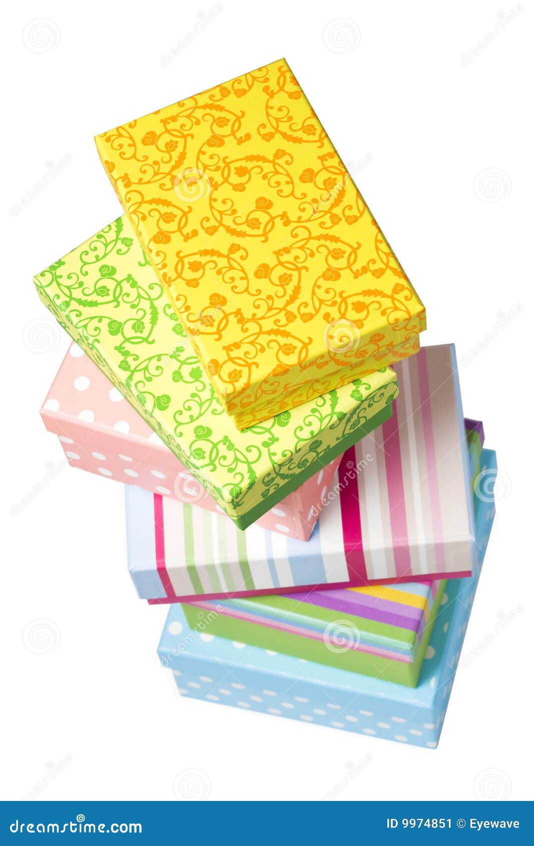 Stacked Gift Boxes Isolated on White Stock Image - Image of pile ...