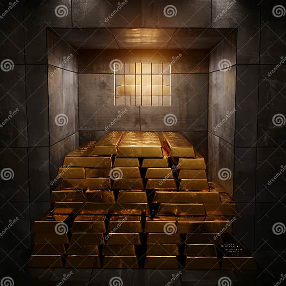 Stacked Gold Bars in Vault stock image. Image of safety - 311908627