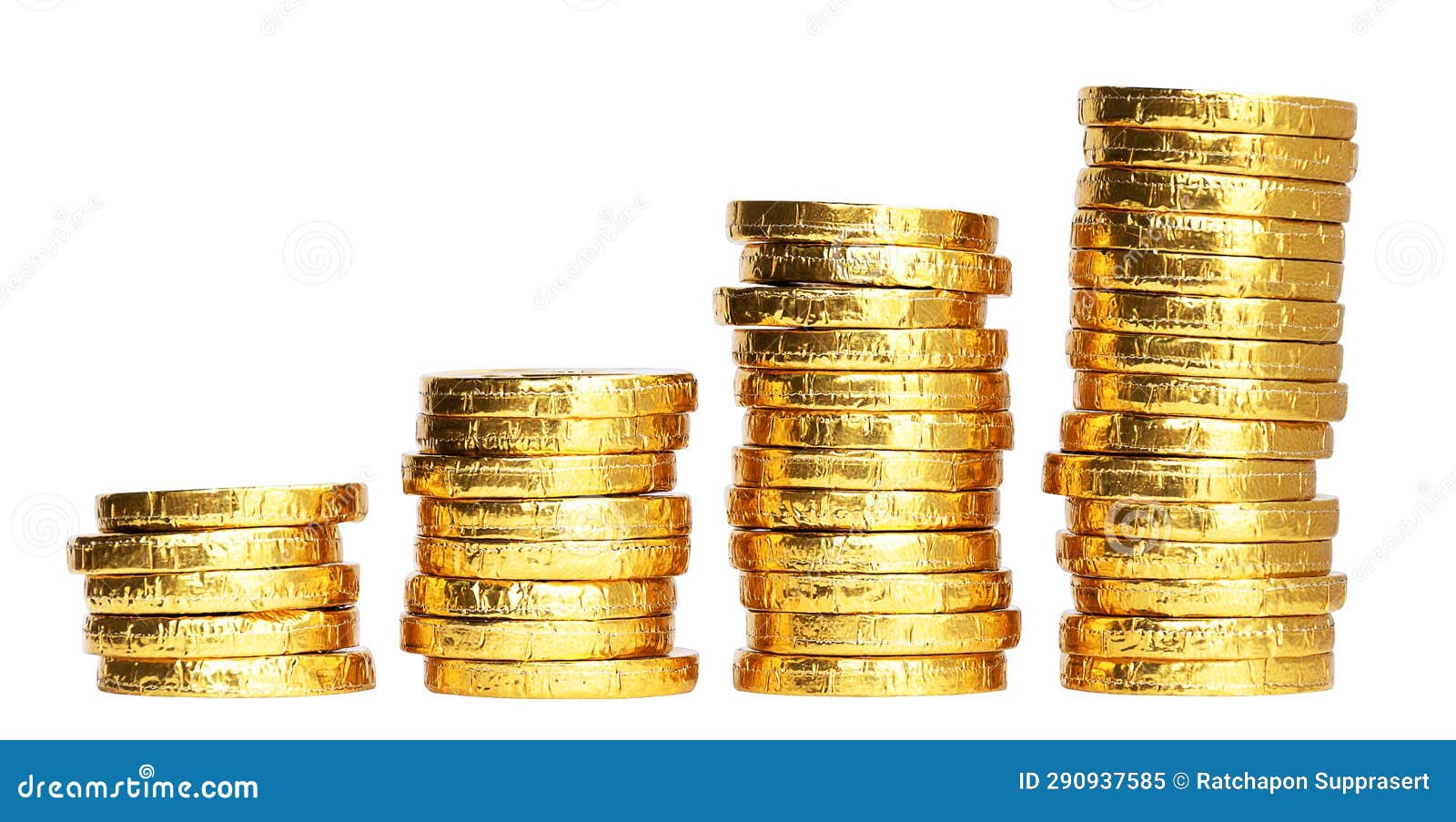 Stacked Gold Coins Isolated on White Background with Clipping Path ...