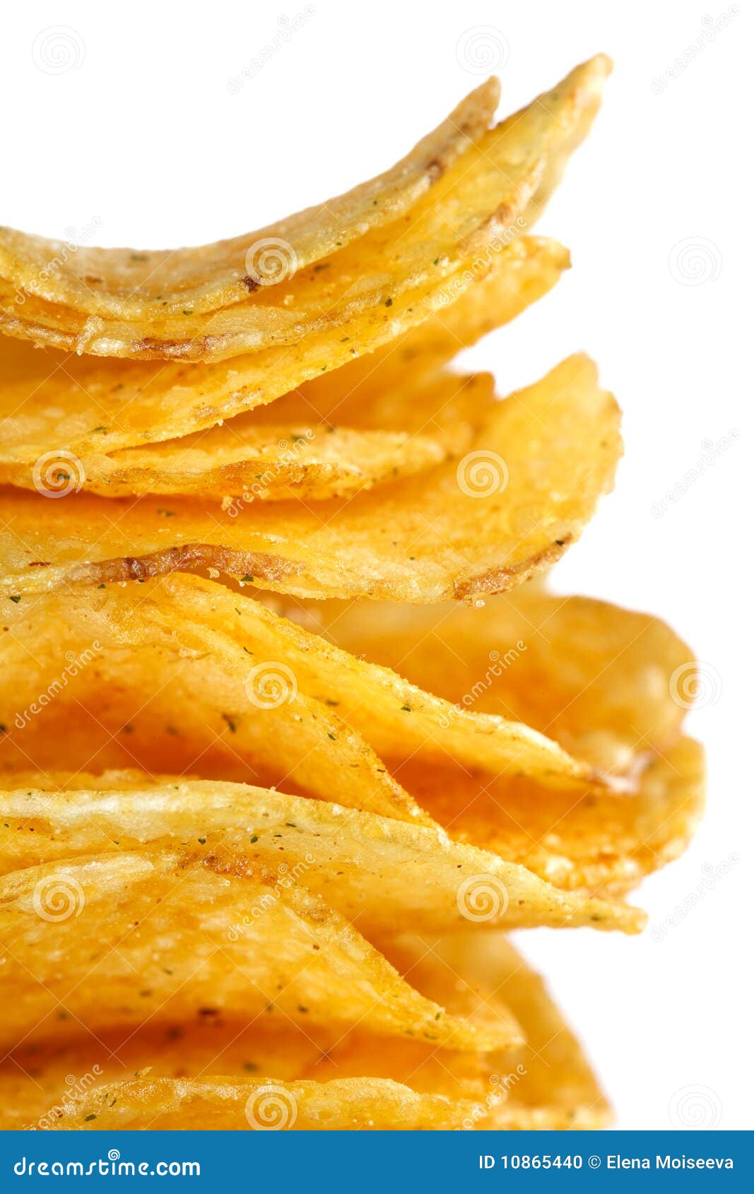 Stacked Golden Popato Crisps Isolated Stock Photo - Image of closeup ...