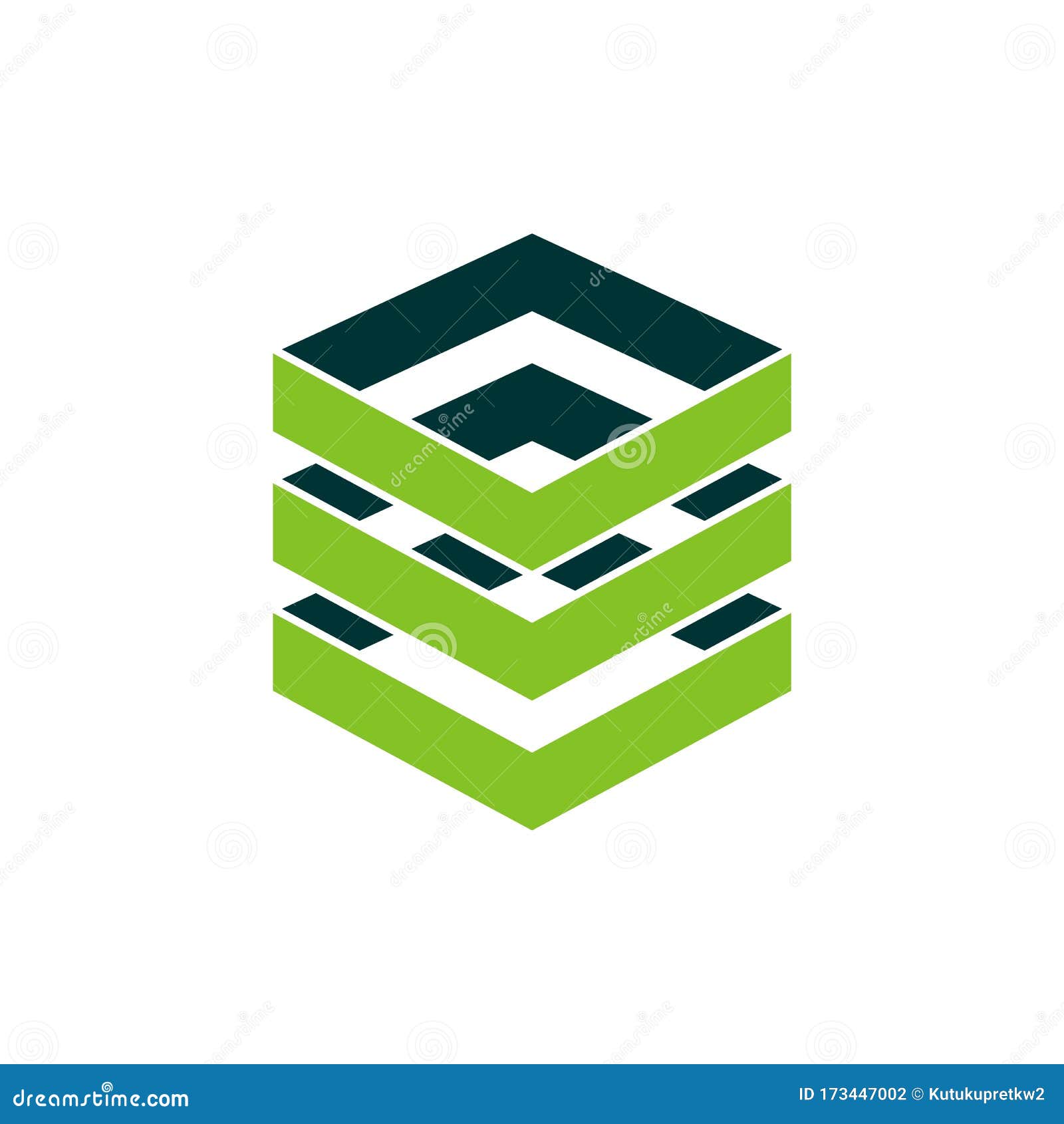 Stacked Green Boxes Storage Data Illustration Design. Vector EPS 10 ...
