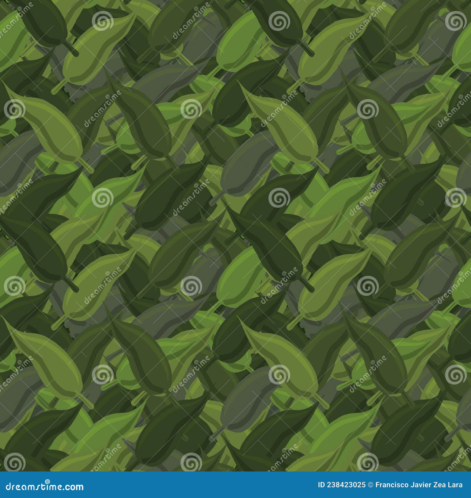 Stacked Green Leaves Seamless Pattern Stock Illustration - Illustration ...