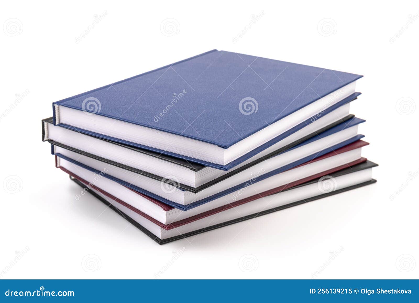 Stacked Hardcover Notebooks on White Background. Education Business ...