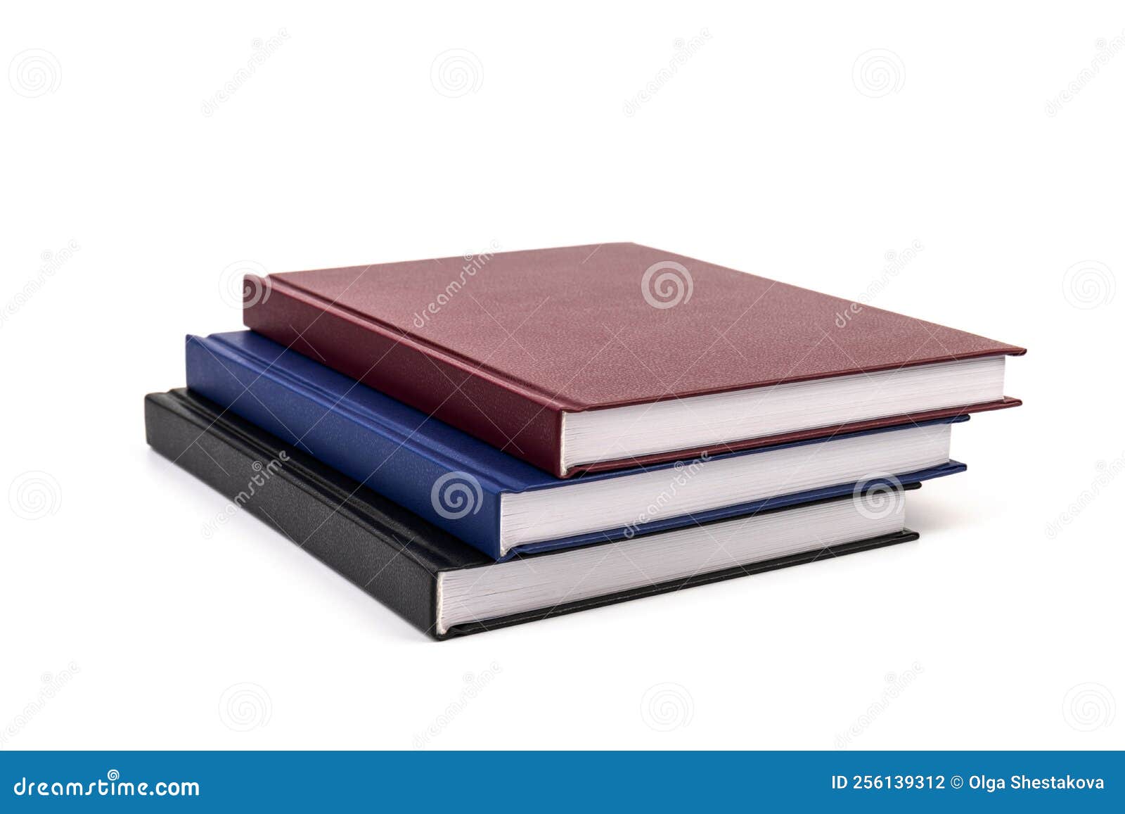 Stacked Hardcover Notebooks on White Background. Education Business ...