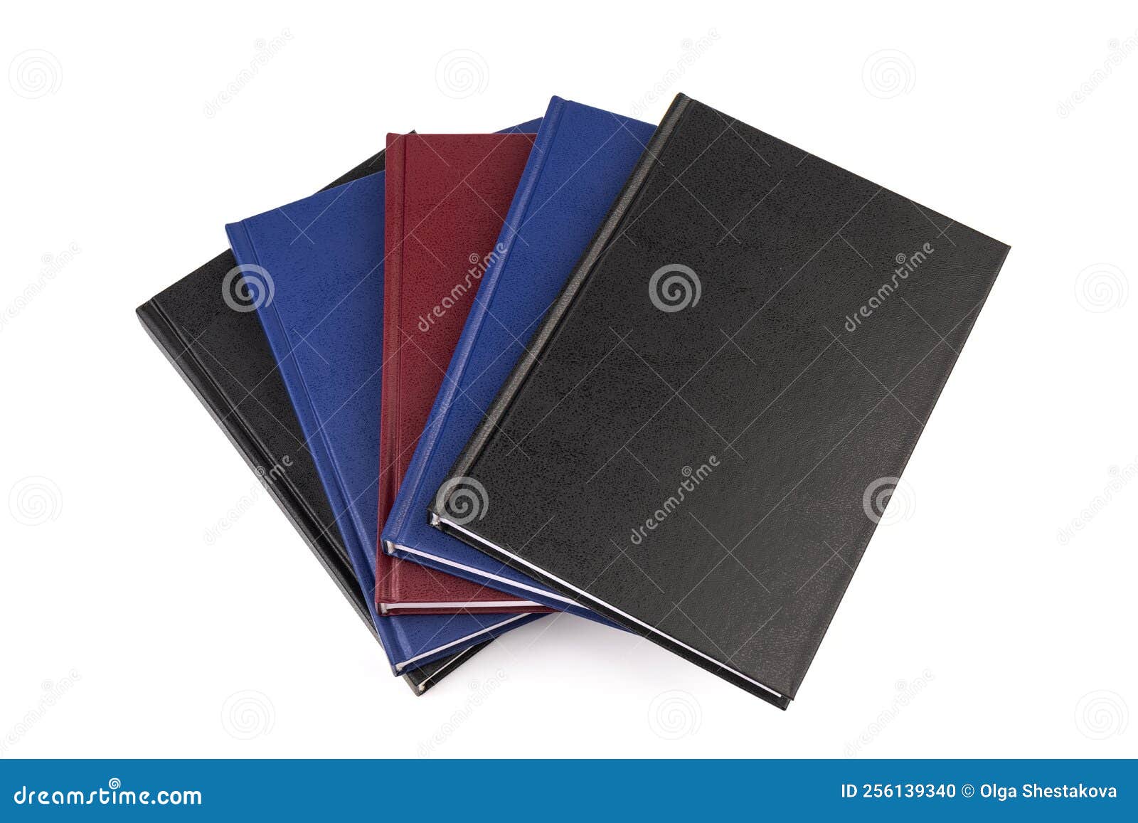 Stacked Hardcover Notebooks on White Background. Education Business ...