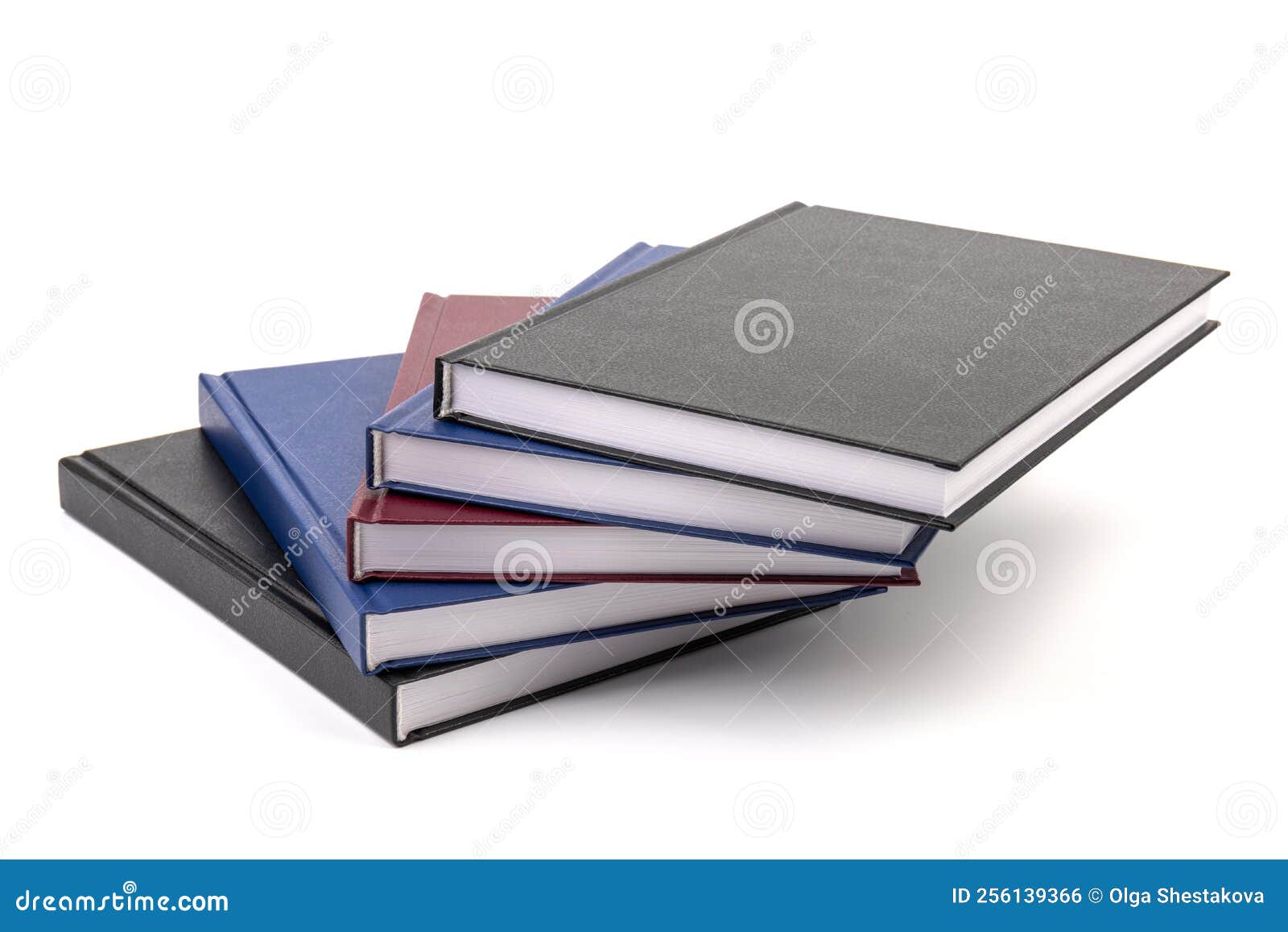 Stacked Hardcover Notebooks on White Background. Education Business ...