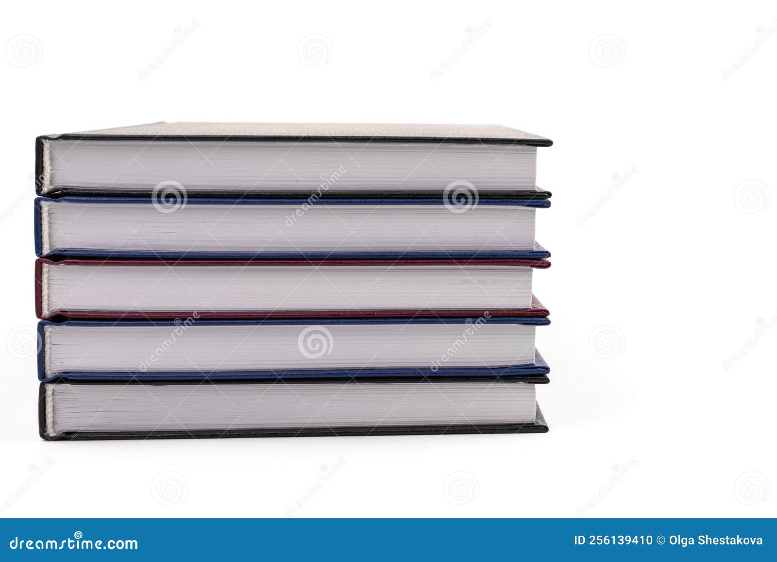 Stacked Hardcover Notebooks on White Background. Education Business ...