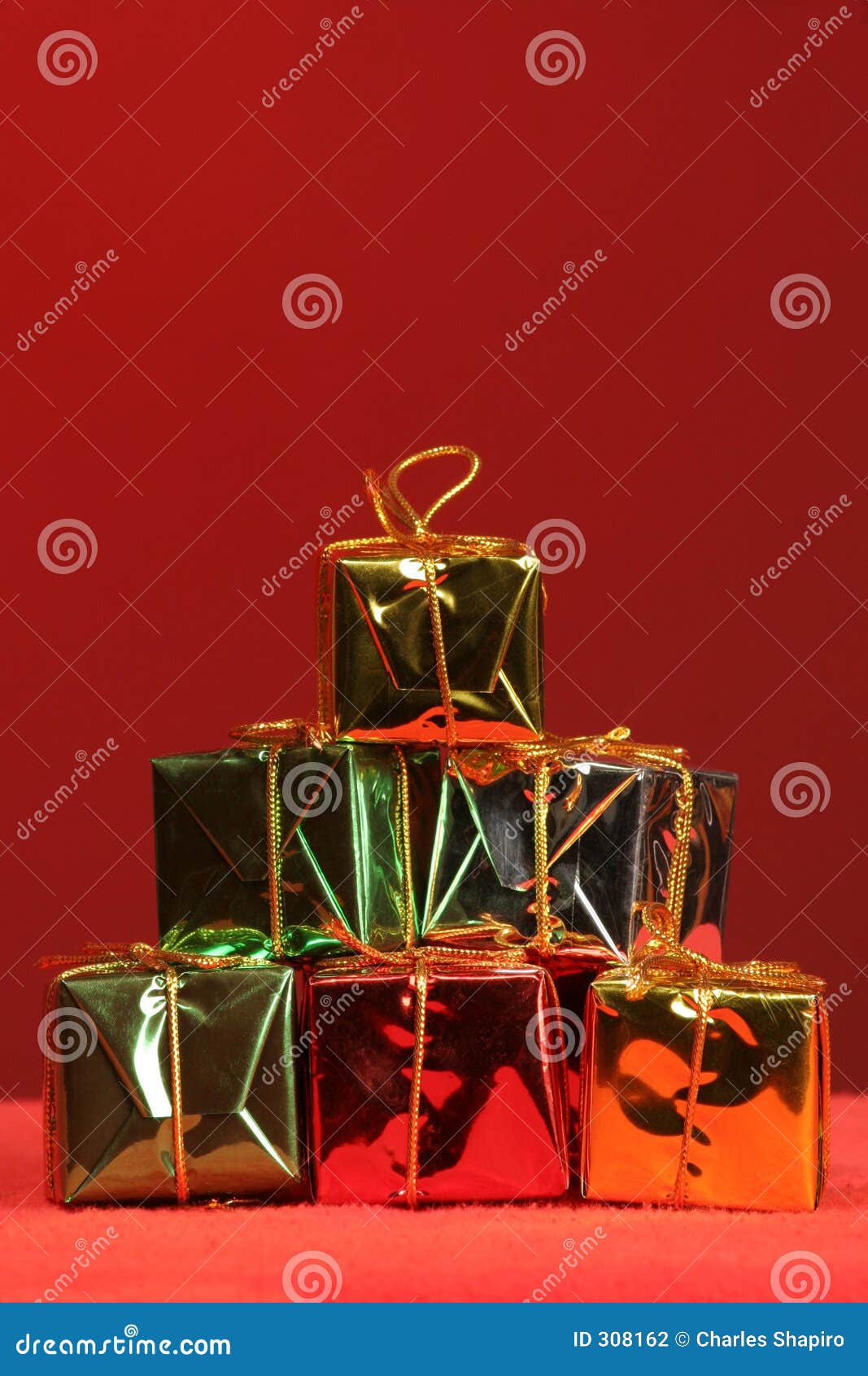 Stacked holiday packages stock photo. Image of green, ribbons - 308162