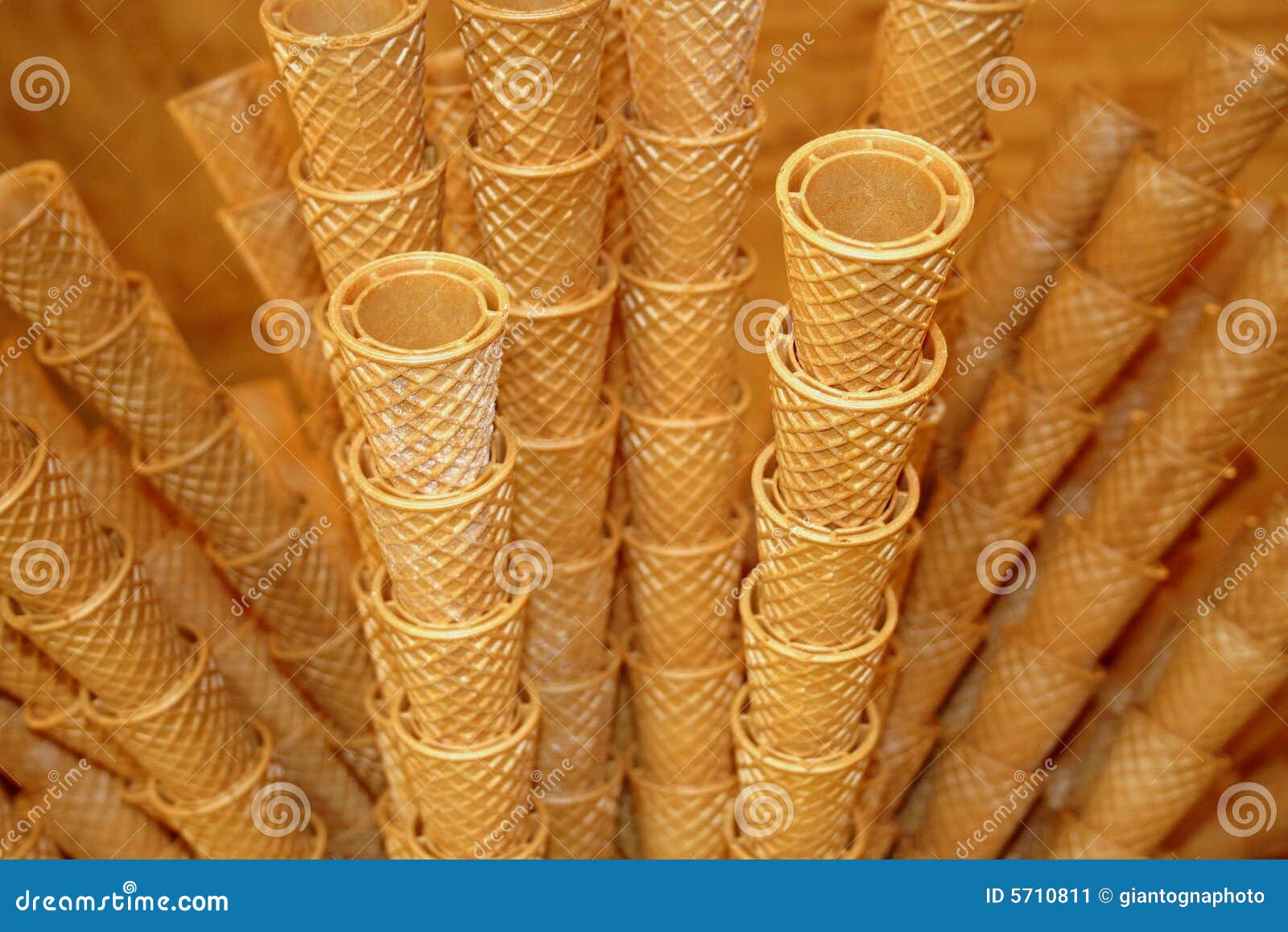 Stacked ice cream cones stock image. Image of stacks, waffle - 5710811