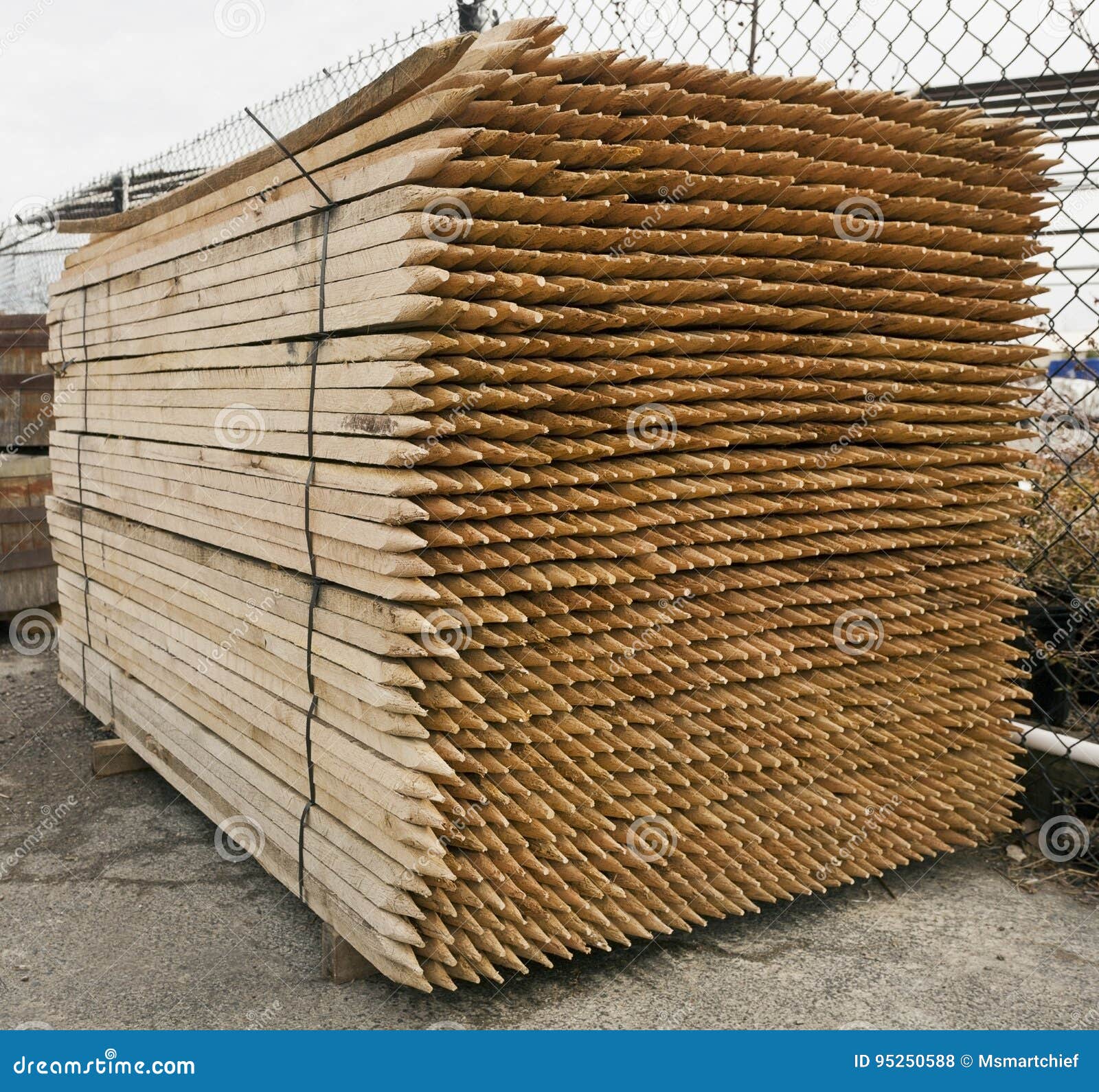 Stacked Industrial Construction Posts Stock Photo - Image of sharpened ...