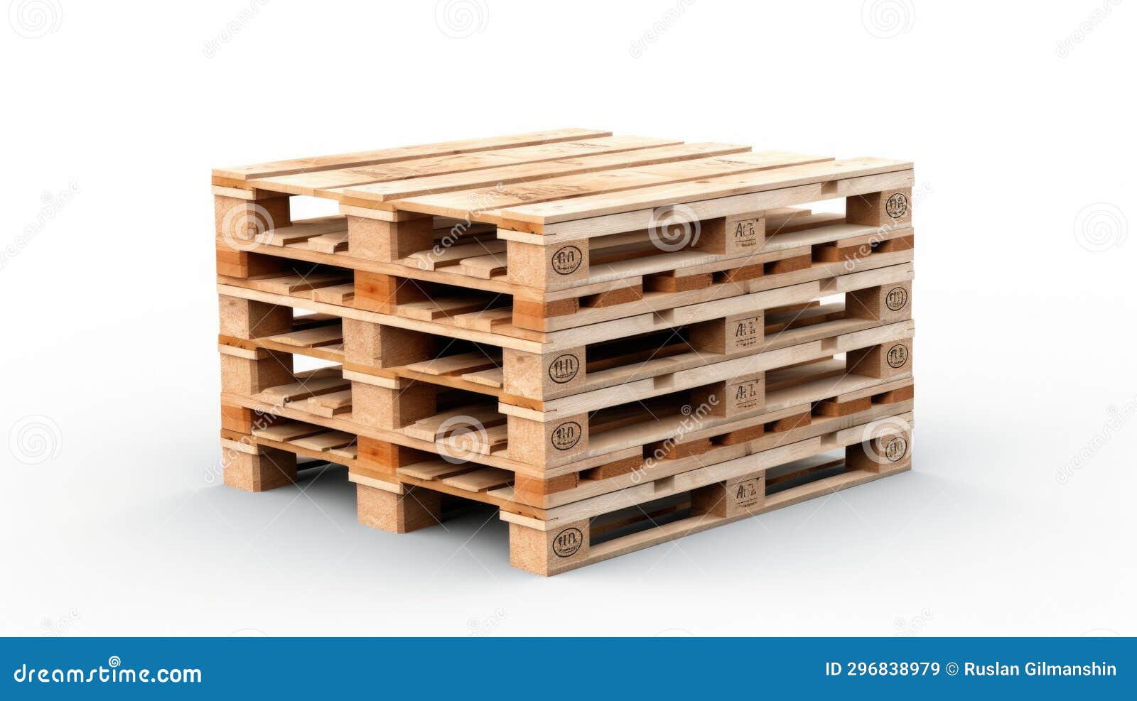 Stacked Industrial Wooden Pallets for Isolated Stock Image - Image of ...