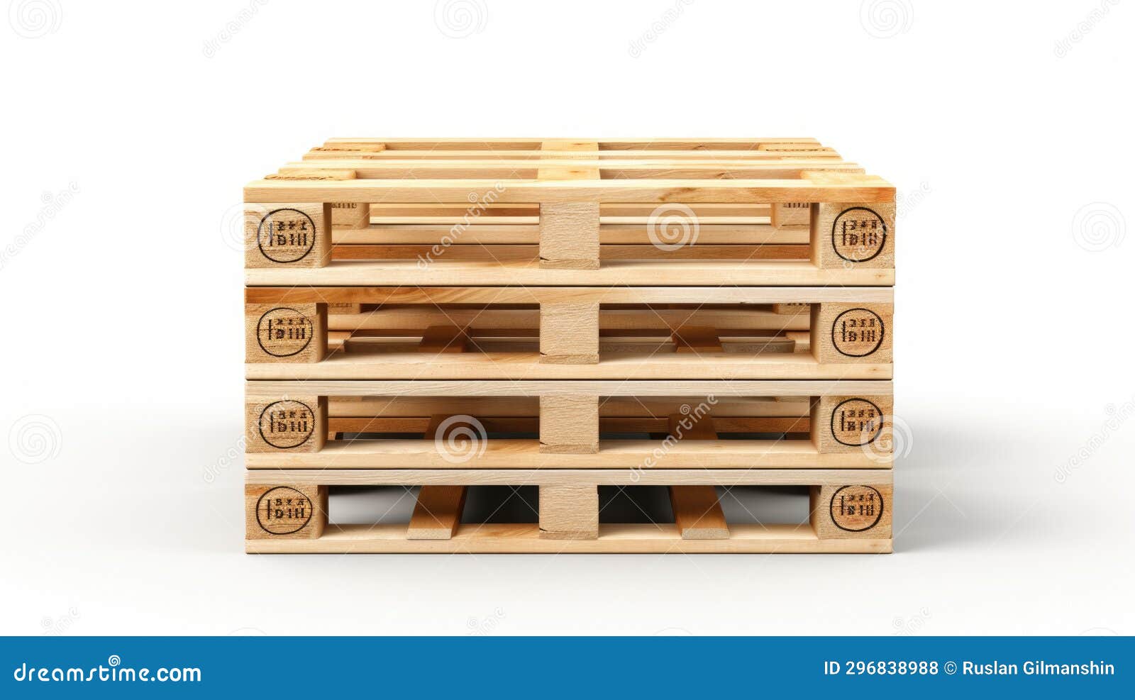 Stacked Industrial Wooden Pallets for Isolated Stock Photo - Image of ...