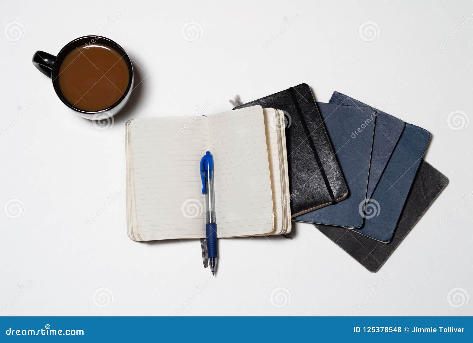 Isolated Worn Notebook with Pen and Coffee Stock Photo - Image of ...
