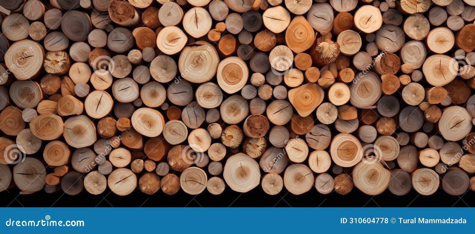 Stacked Logs on Black Background Showcase Natural Lumber Pattern Stock ...