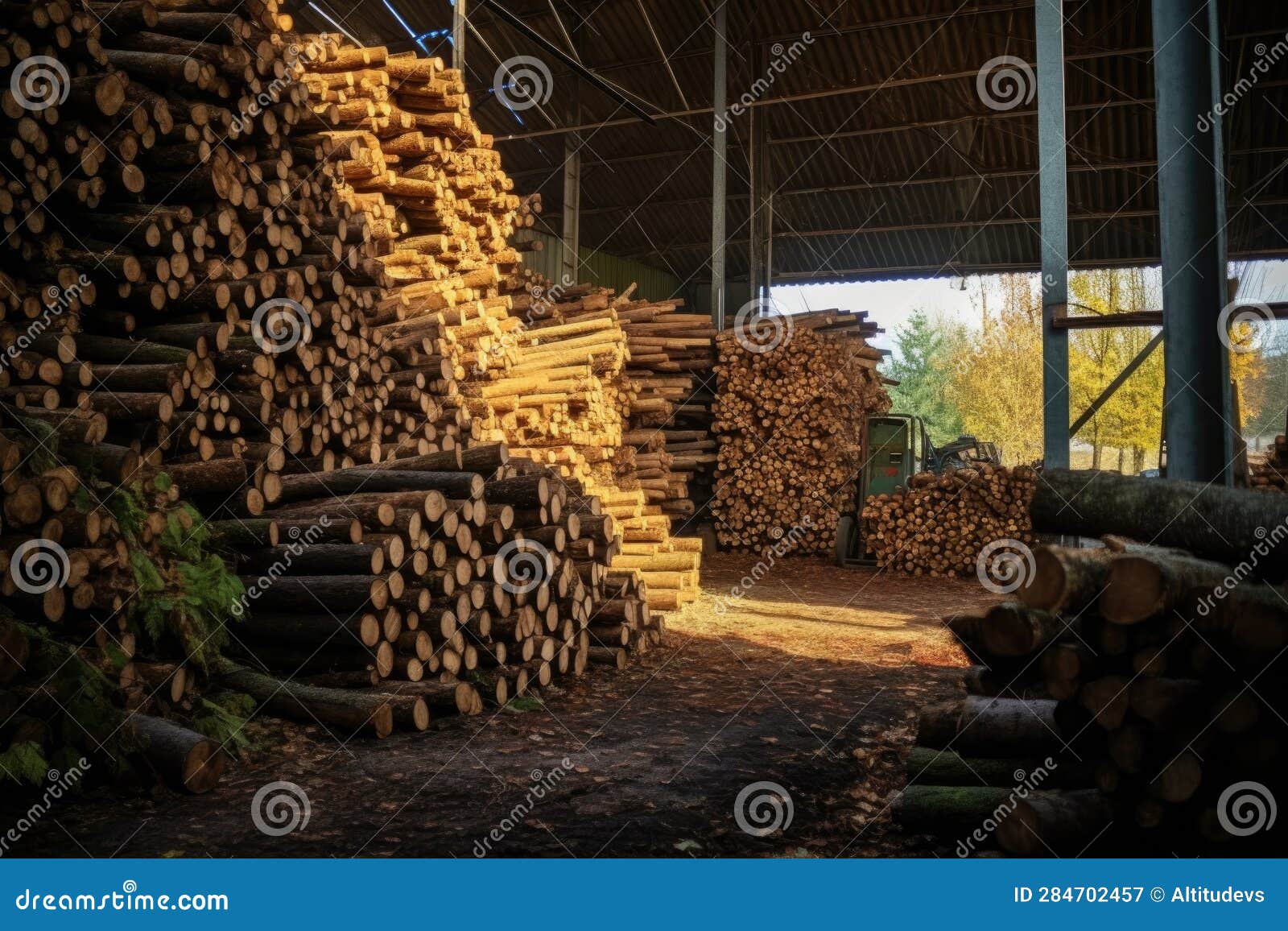 Stacked Logs Ready for Paper Production Stock Image - Image of logs ...