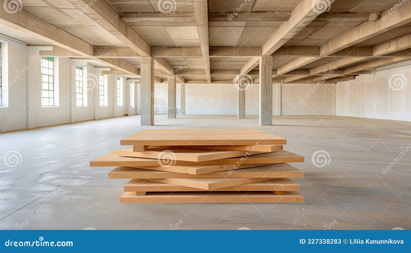 Stacked Lumber Beams Sit on the Ground at a New Home Construction Site ...