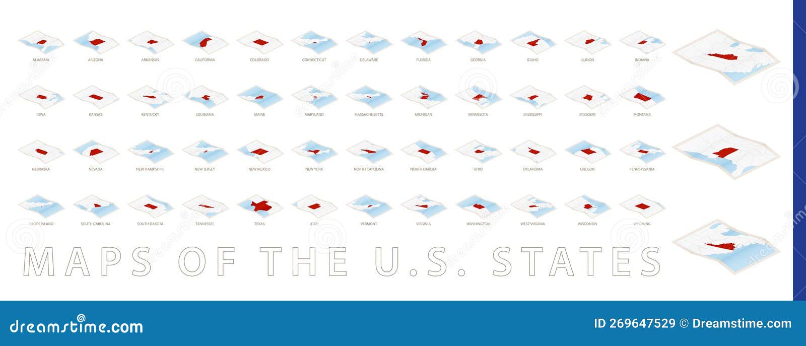 Stacked Map in Isometric Style, Large Collection of Maps of the U.S ...