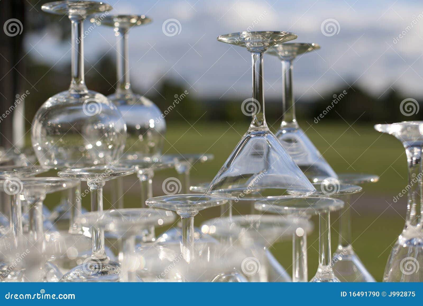 Stacked Martini and Wine Glasses in the Sun Stock Photo - Image of ...