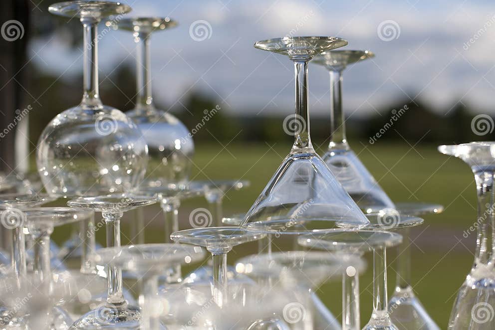 Stacked Martini and Wine Glasses in the Sun Stock Photo - Image of ...