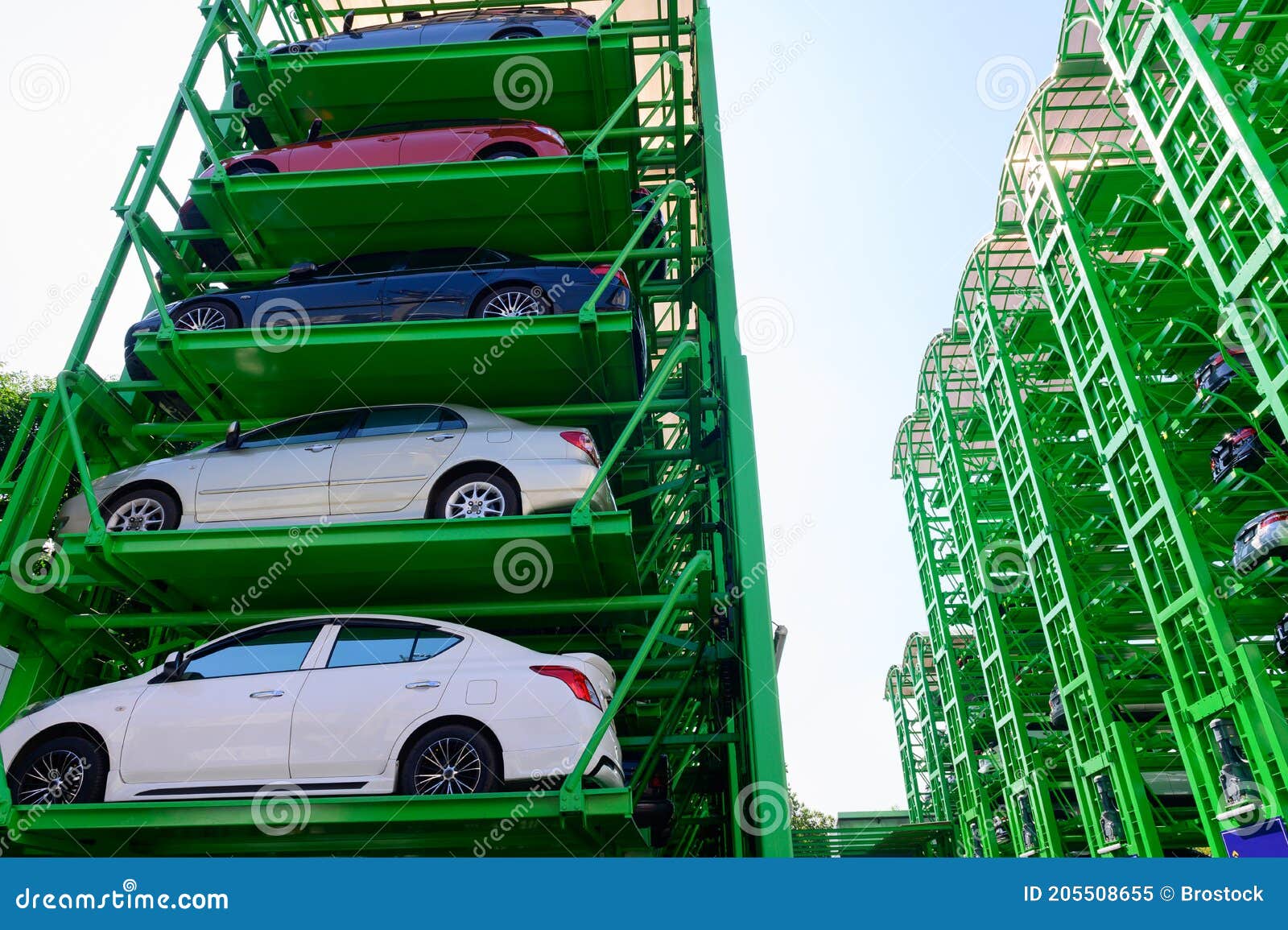 Stacked of Mechanical Parking Lot Stock Image - Image of high, garage ...
