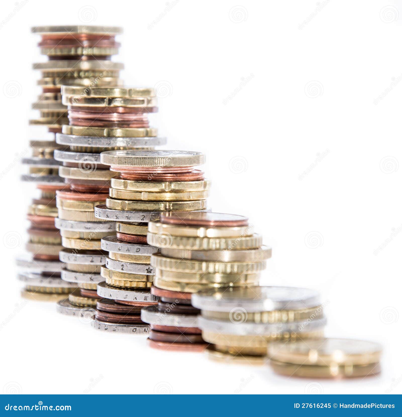 Stacked Money For Growing Chart Of Coins With Calculator Royalty-Free ...