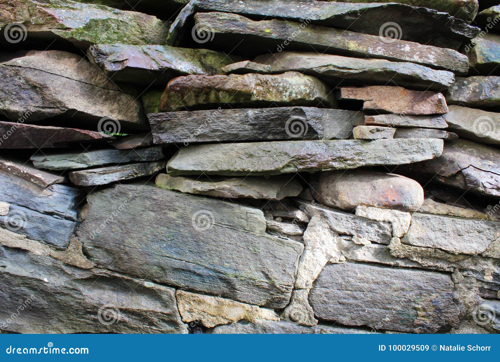 Stacked and Mortared Grey Stone and Flat Rock Wall Stock Image - Image ...
