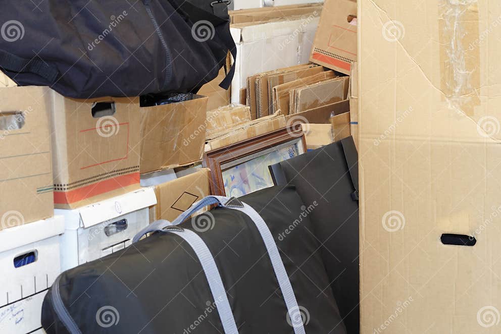 Stacked Moving Boxes and Cases Stock Image - Image of front, pack: 27718121