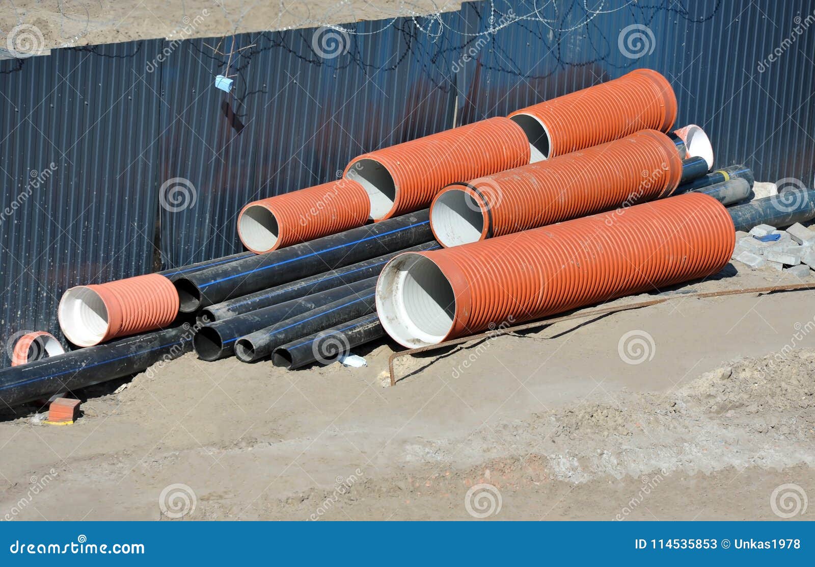 Stacked PVC pipe stock image. Image of drain, cesspit - 114535853