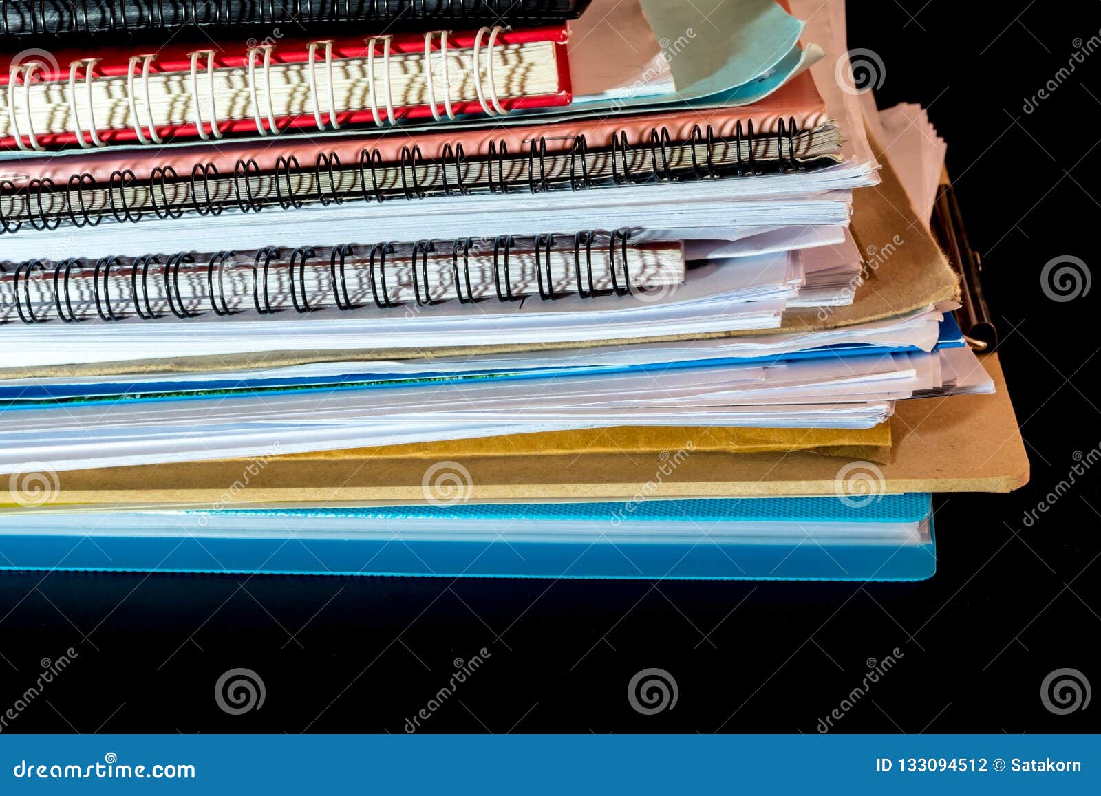 Stacked of Office Documents Paper in the Black Background Stock Photo ...