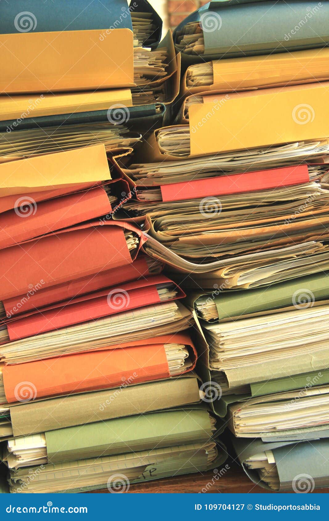 Stacked office files stock image. Image of document - 109704127