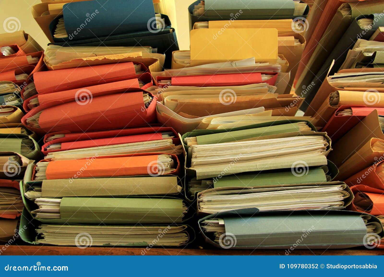 Stacked office files stock photo. Image of data, document - 109780352