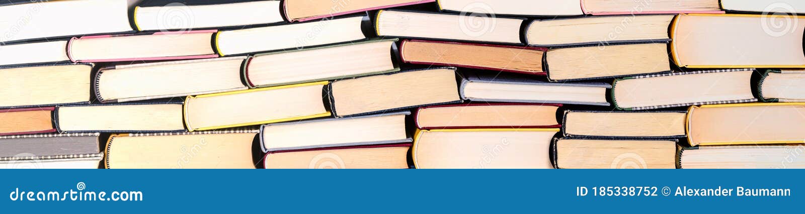 Stacked Old Books As Panorama or Banner Size Stock Photo - Image of ...