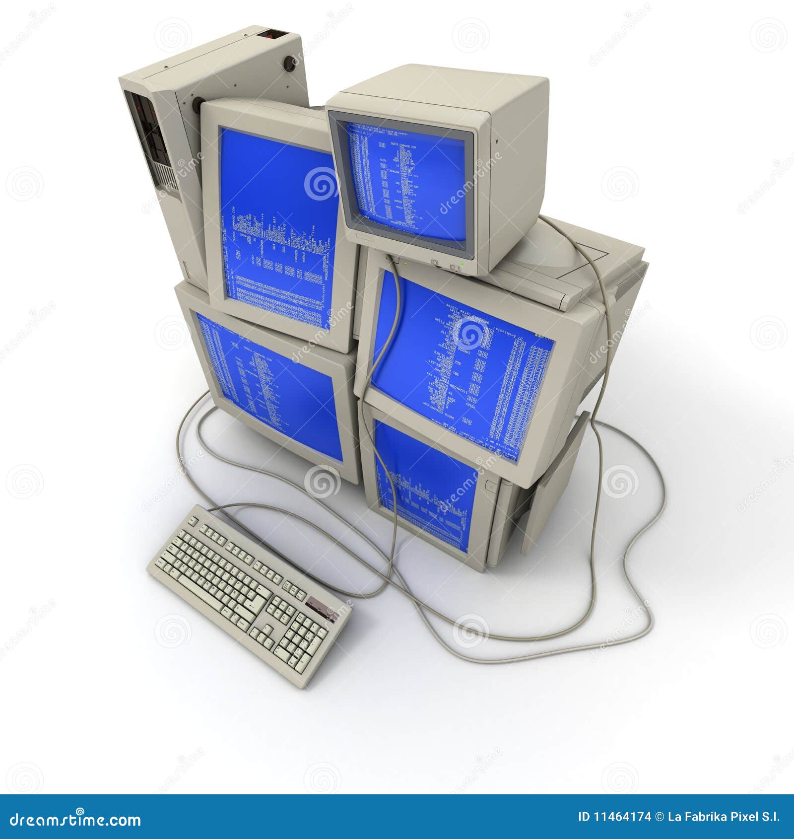 Stacked old computers stock illustration. Illustration of qwerty - 11464174