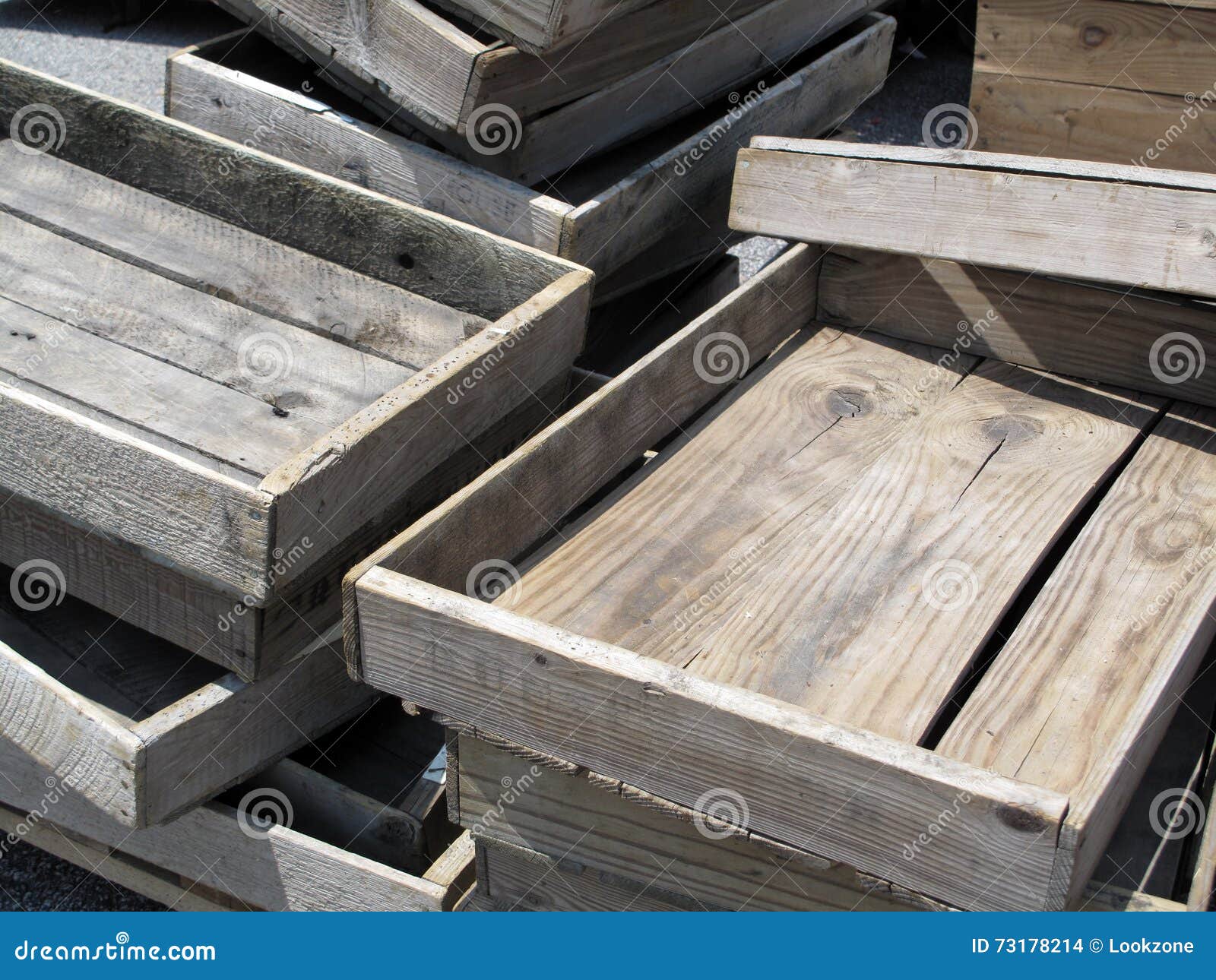 Stacked Old Weathered Wood Crates Stock Photo - Image of outdoors ...