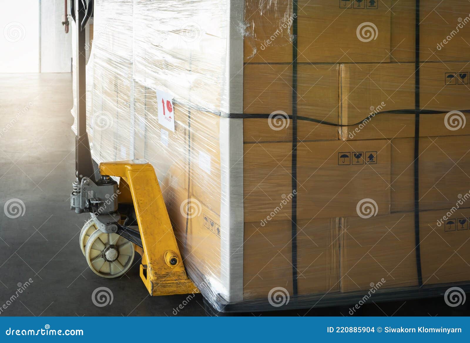Stacked of Package Boxes on Wooden Pallet at Storage Warehouse ...