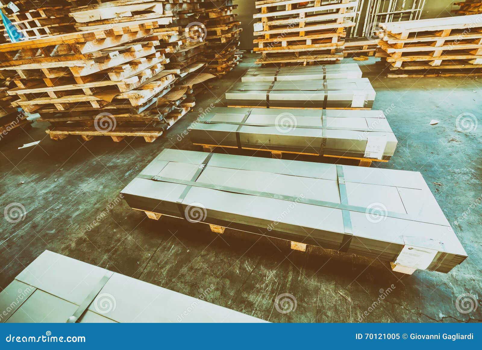 Stacked Pallets Inside a Warehouse. Industrial Concept Stock Image ...