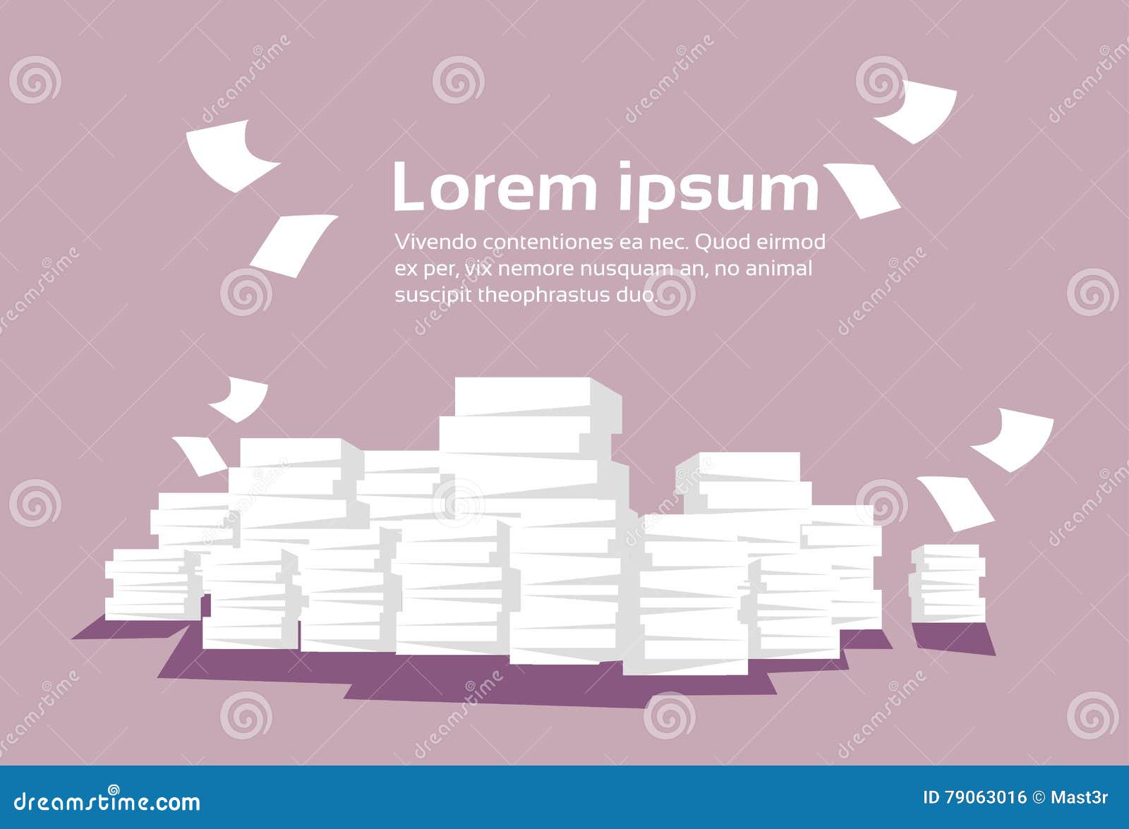Stacked Paper Pile of Documents Banner with Copy Space Stock Vector ...