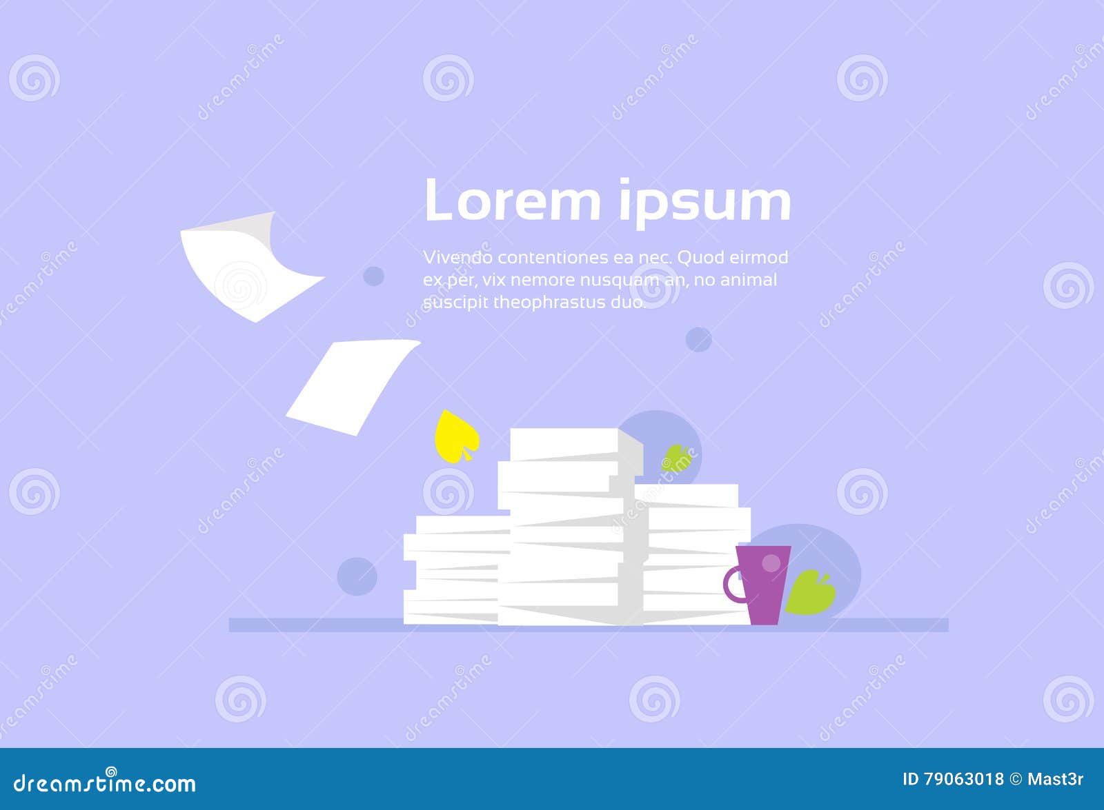 Stacked Paper Pile of Documents Banner with Copy Space Stock Vector ...