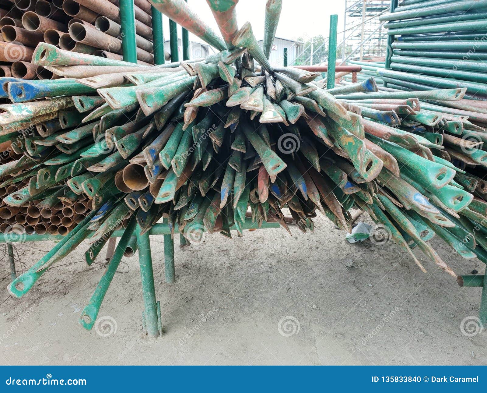 Stacked Part of Scaffolding and Ready To Install in Construction Site ...