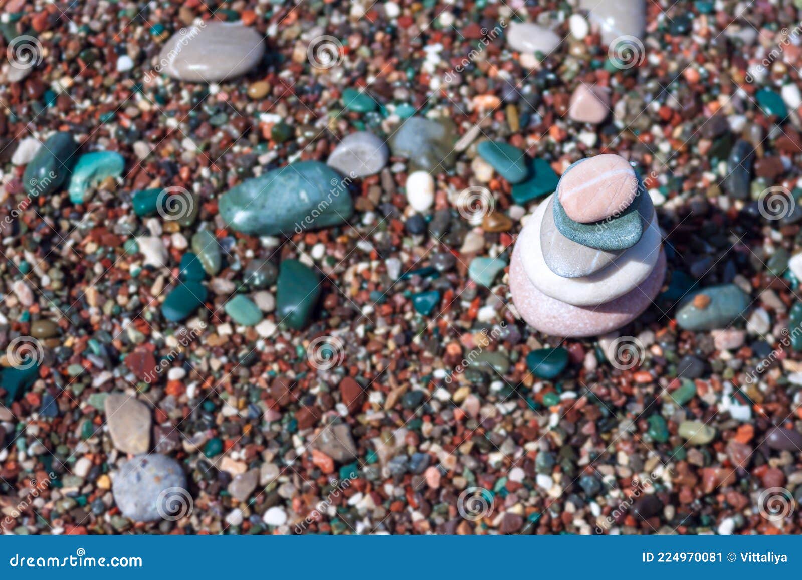 Stacked Pebbles Along the Beach. Harmony, Relaxation Concept Stock ...