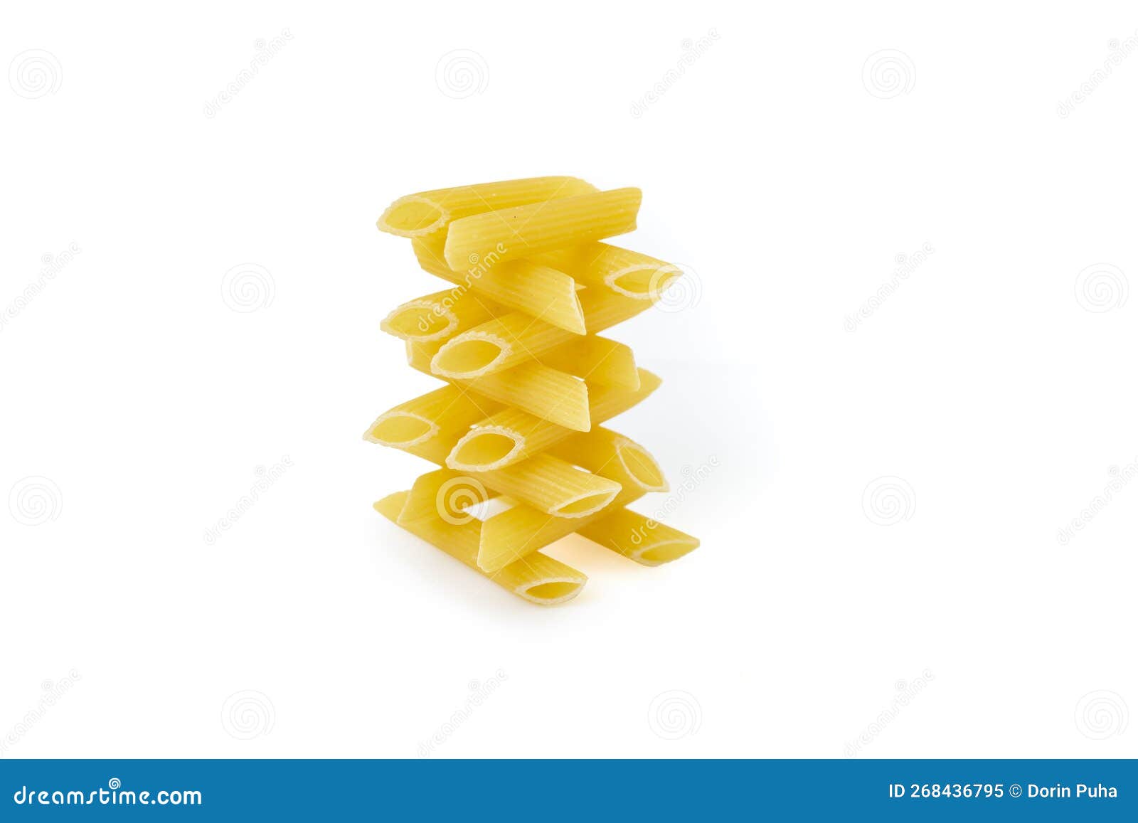 Stacked Penne Pasta Tower Isolated on White Stock Image - Image of ...