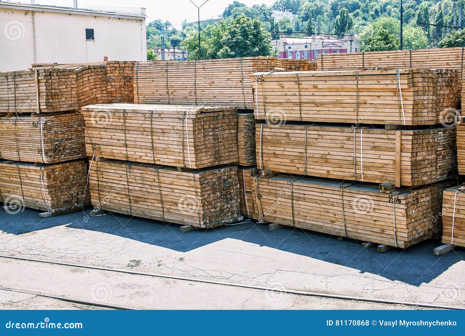 Stacked Piles of Timber Product Stock Photo - Image of material, frame ...