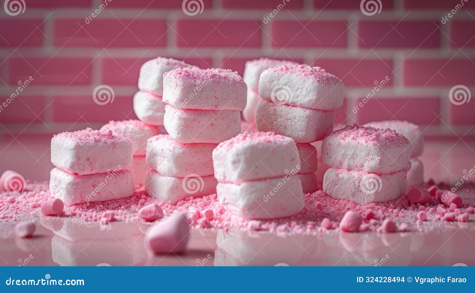 Stacked Marshmallows In Pyramid Form On White Canvas Royalty-Free Stock ...