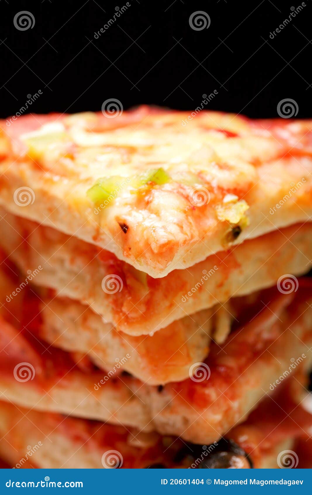 Stacked pizza closeup stock photo. Image of portion, snack - 20601404