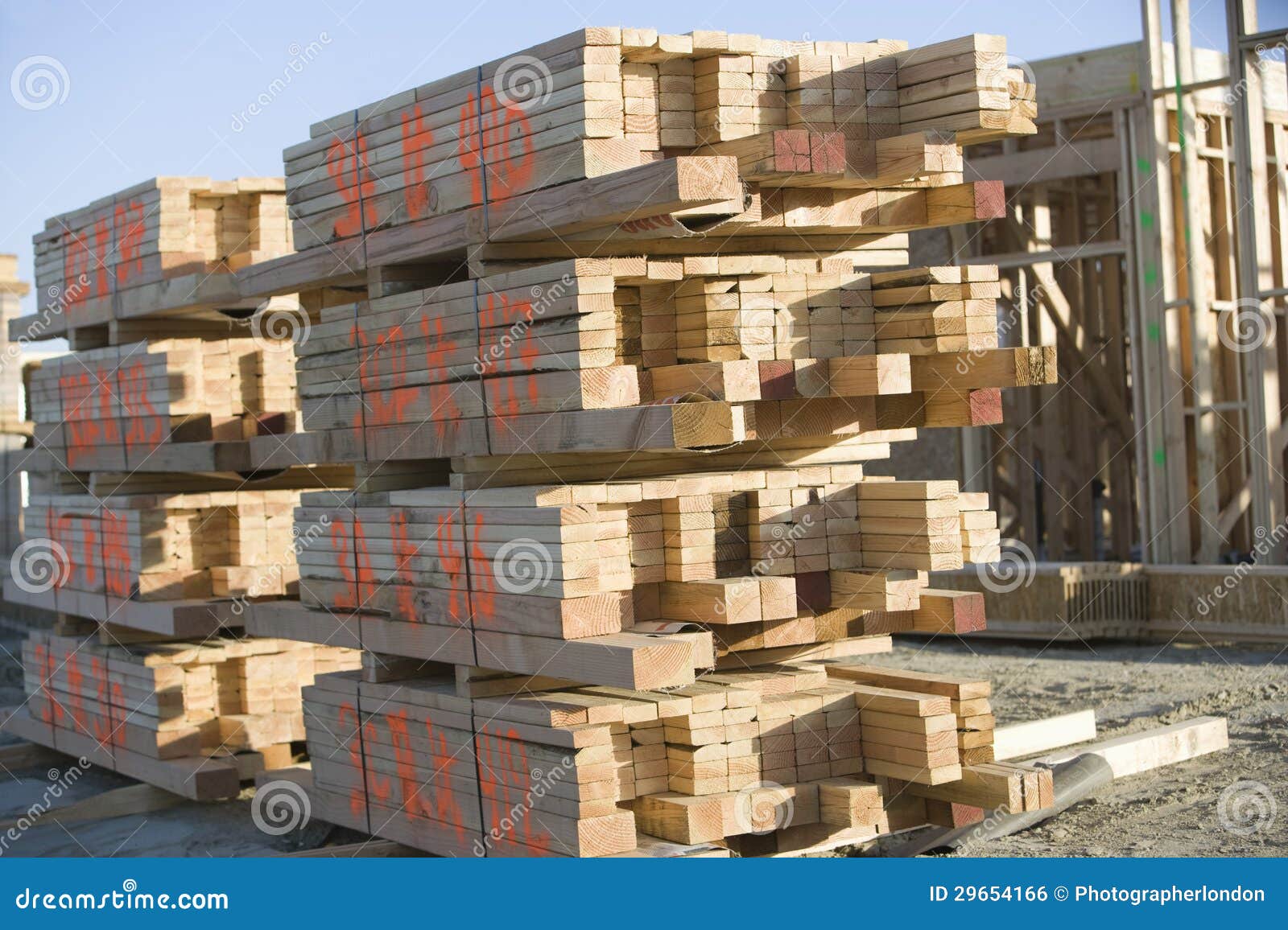 Stacked of Planks at Construction Site Stock Photo - Image of area ...