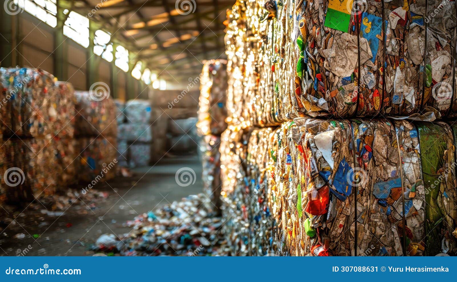 Stacked Plastic Bottles at Garbage Processing Plant Stock Illustration ...