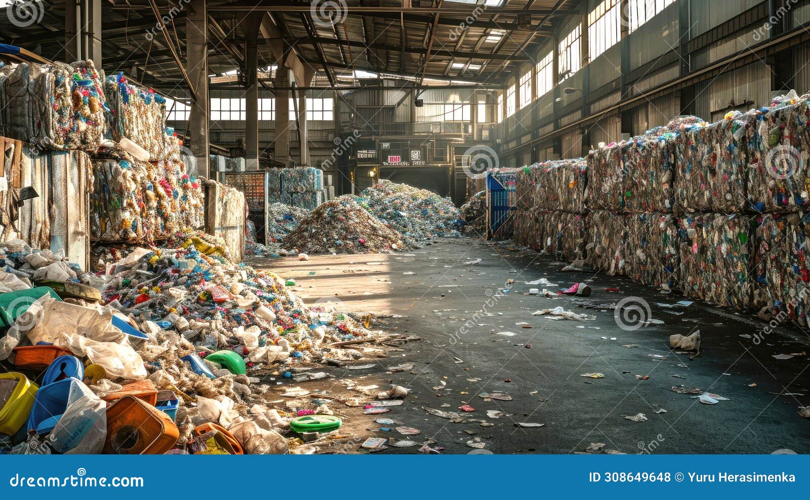 Stacked Plastic Bottles at Garbage Processing Plant Stock Illustration ...