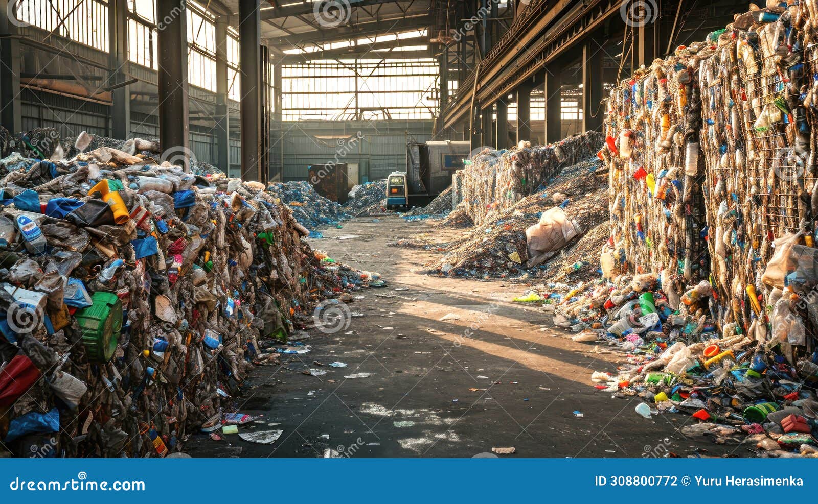 Stacked Plastic Bottles at Garbage Processing Plant Stock Illustration ...