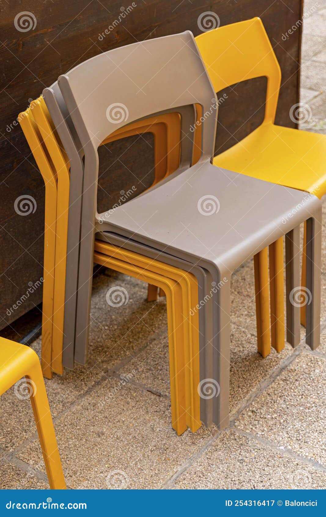 Stacked Plastic Chairs stock image. Image of szeged - 254316417